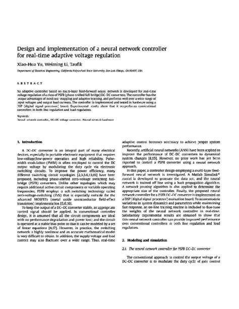 Pdf Design And Implementation Of A Neural Network Controller For Real