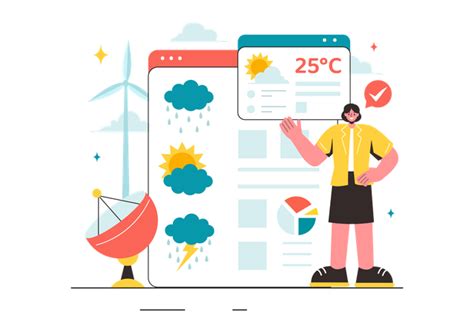 Female Meteorologist Presenting Weather Data Illustration Free Download Nature Illustrations