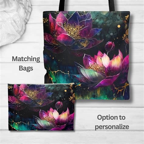 Lotus Flower Tote Bag Lotus Flower Bag Stunning Tote Bag Colorful