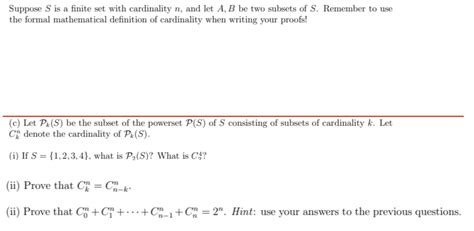 Solved Suppose S ﻿is A Finite Set With Cardinality N ﻿and