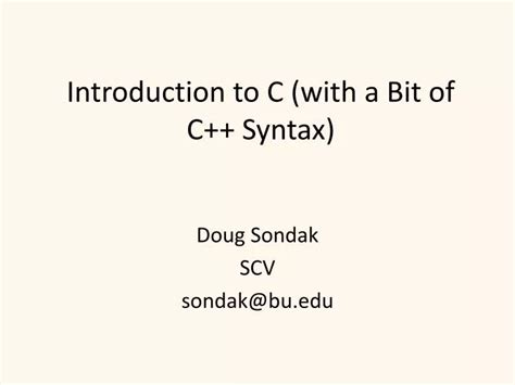Ppt Introduction To C With A Bit Of C Syntax Powerpoint