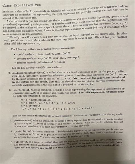 Solved Lass Expressiontree Mplement A Class Called