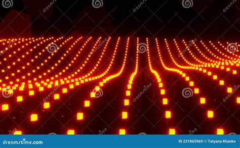 Background 3d With Orange Cubes Waves Abstract Technology Design