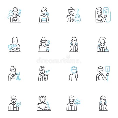 Administrative Assistance Linear Icons Set Organization Coordination Communication