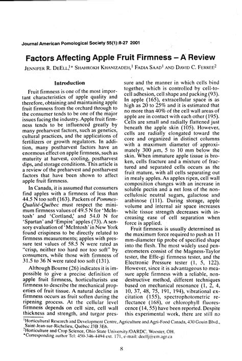 Pdf Factors Affecting Apple Fruit Firmness A Review