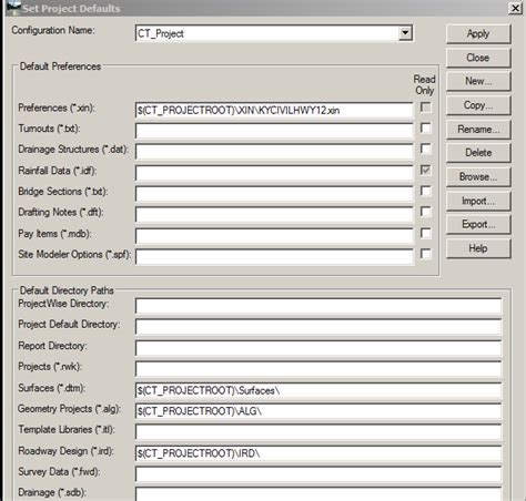 Openroads Opensite Using Managed Workspace Variable In Inroads Project Defaults Communities