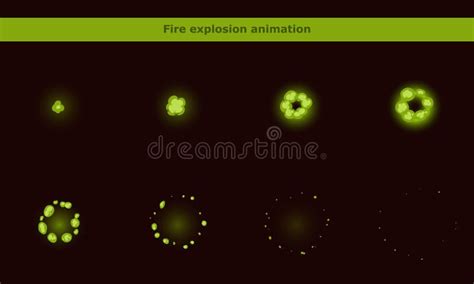 Green Smoke Animation Frames For Cartoon Game Stock Vector
