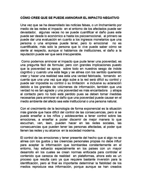 Cómo Caminorar El Impacto Negativo Pdf