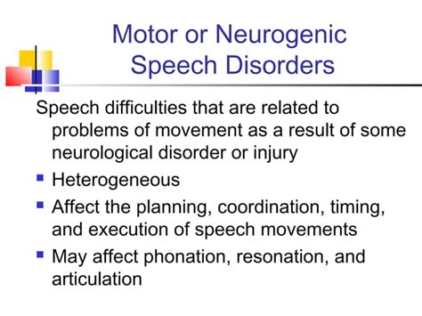 Motor Speech Disorders Ppt Brain And Nervous System Disorders Diseases And Conditions