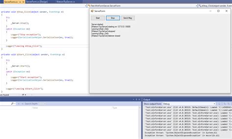 System NullReferenceException When Calling Stop Issue 96 Dotnet