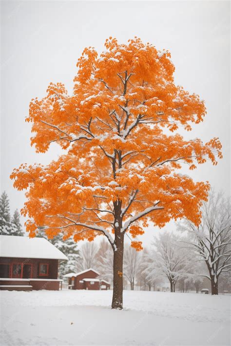 Premium Photo Orange Colour Tree And Pink Colour Tree