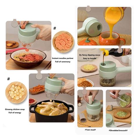 Badu Bg 4 в 1 Ръчна електрическа трошачка за зеленчуци с чили Многофункционална резачка за