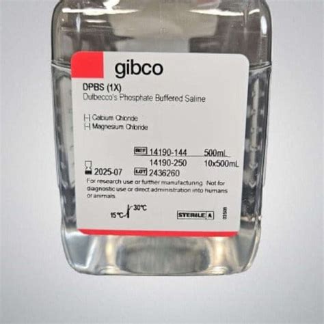 Gibco Dulbeccos Phosphate Buffered Saline 500 Ml — Life Sciences Trading