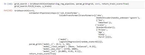 logistic regression with columntransformer pipeline and gridsearchcv