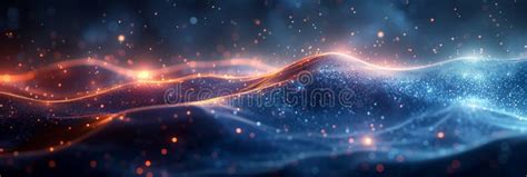 Abstract Representation Of Cosmic Waves With Glowing Particles In Dynamic Motion Stock Image