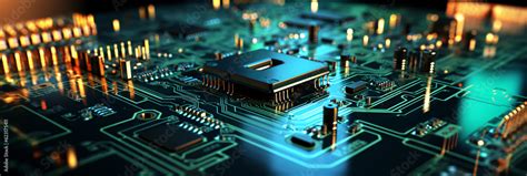 Science Fiction Supercomputer Design Futuristic High Tech Cpu Circuit Board Digital Technology