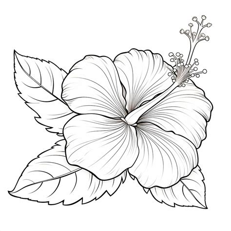 Premium Ai Image Coloring Book Page Featuring Simple Hibiscus Heavy
