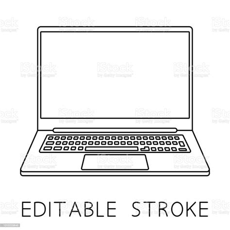 랩톱 아이콘입니다 얇은 프레임 노트북 또는 울트라 북 노트북 컴퓨터의 간단한 평면 기호 빈 모니터와 완벽한 검은 색 윤곽 그림