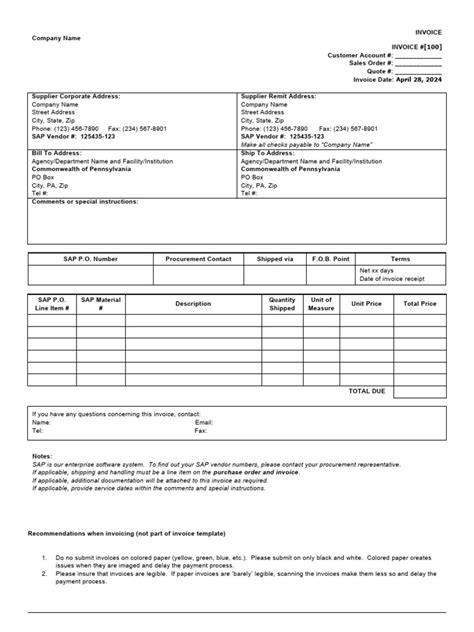 Supplier Invoice Template Free Word Format Pdf Invoice Receipt