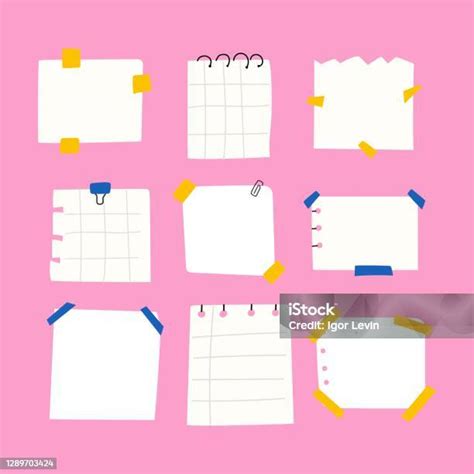 set of paper notes templates for checklists to do lists stock