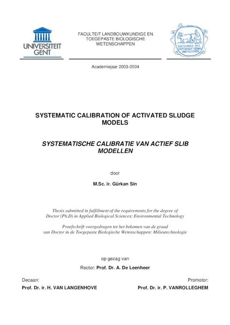 Pdf Systematic Calibration Of Activated Sludge Systematische Calibratie Van Actief Slib