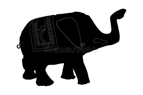 Elephant Silhouette Isolated On White Background Black Shape Of Little Elephant Stock