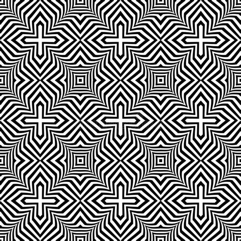 Seamless Geometric Op Art Pattern With 3d Illusion Effect Black And White Texture Stock Vector