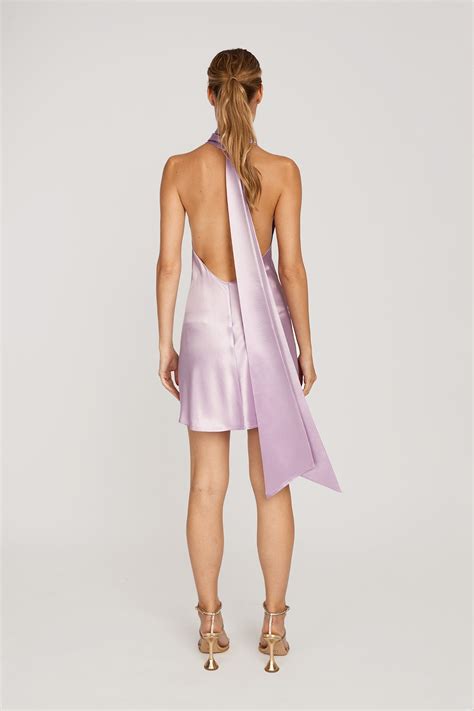 Penny Backless Satin Mini Dress In Lavender Sau Lee Official Website