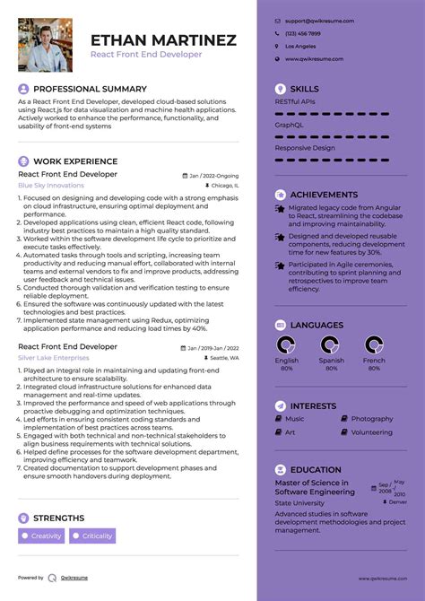 10 React Front End Developer Resume Samples And Templates For 2025