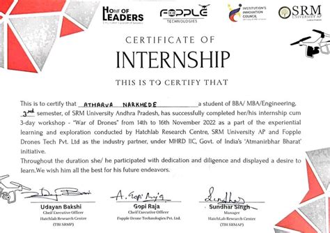 Atharva Narkhede On Linkedin Internship Srmuniversity Drones