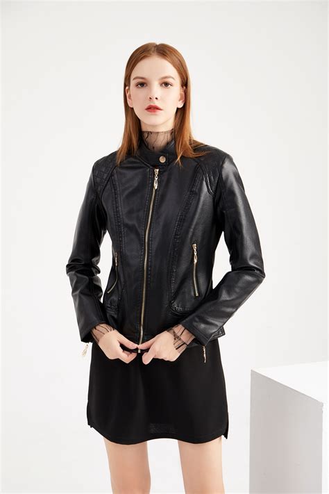新款2020春秋季女皮衣女气质欧美大码立领pu皮女皮夹克女式皮外套 阿里巴巴