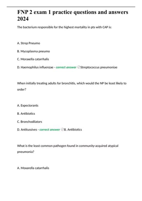 Fnp 2 Exam 1 Practice Questions And Answers 2024 Fnp 2 Exa Stuvia Us