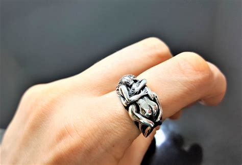 Sterling Silver Erotic Ring Kama Sutra Sexy Ring Sex Love Man Woman Kiss Erotica Sexy Gift