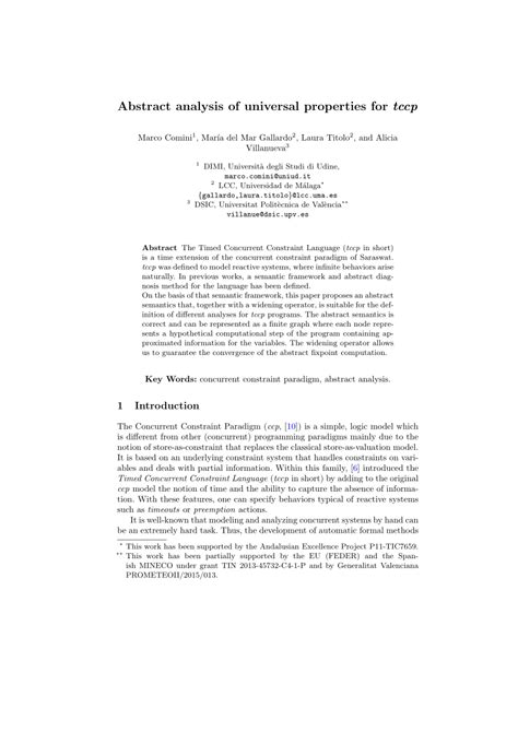 Pdf Abstract Analysis Of Universal Properties For Tccp