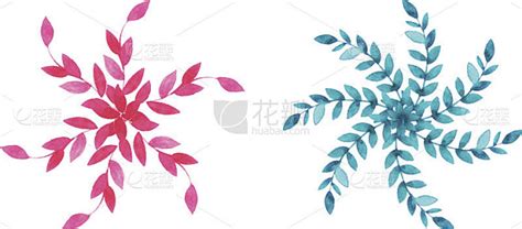 水彩花元素花环和月桂向量