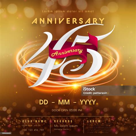 황금 추상 미래 공간 배경에 45 주년 기념 로고 템플릿 하이테크 네트워크 디지털 기술 개념 설계 요소로 숫자를 축하하는 45 번째 현대 기술 디자인 광고에 대한 스톡 벡터