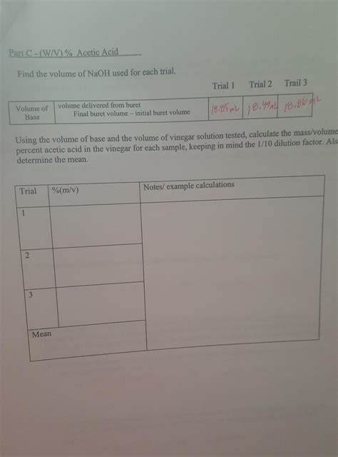 Solved Data Table Part B Standardization Of The NaOH Chegg