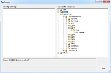 Importing Data In Iec61850 Driver Online And Offline Elipse