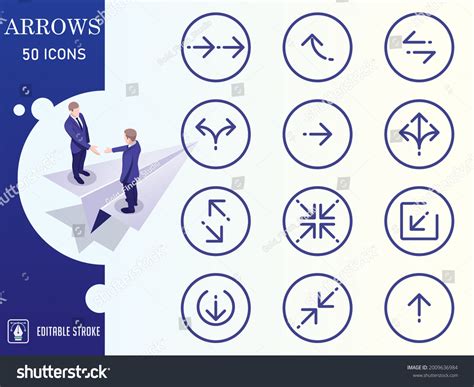 Outline Arrows Direction Icon Set Stock Vector Royalty Free