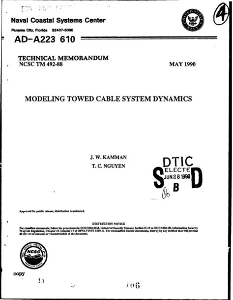 Pdf Modeling Towed Cable System Dynamics