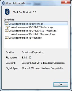 ThinkPad Bluetooth Driver Detailed Information For Windows