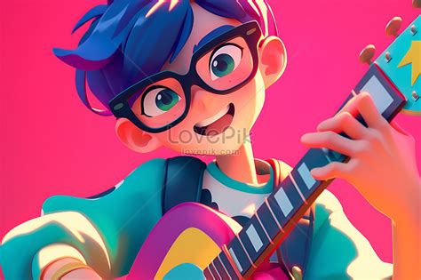악기를 연주하는 만화 소년 일러스트 무료 다운로드 Lovepik
