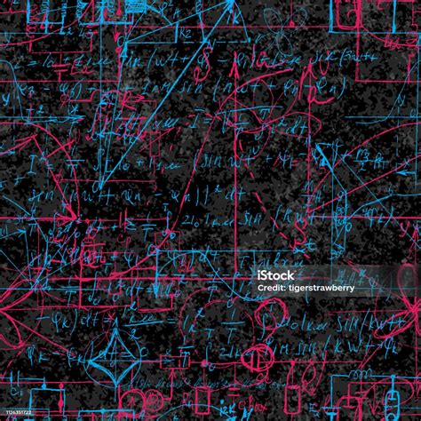 필기 수학 및 실제 수식 전자 부품 회로도와 회로 소자의 과학적인 완벽 한 배경 초 크 보드에 전기 패턴입니다 벡터입니다 개발에 대한 스톡 벡터 아트 및 기타 이미지