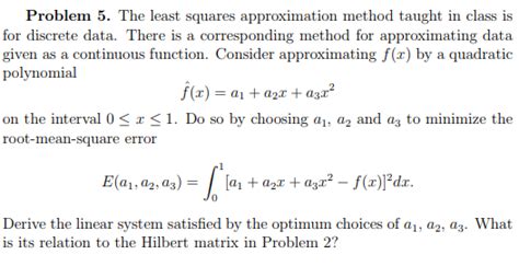 Solved Problem 5 The Least Squares Approximation Method