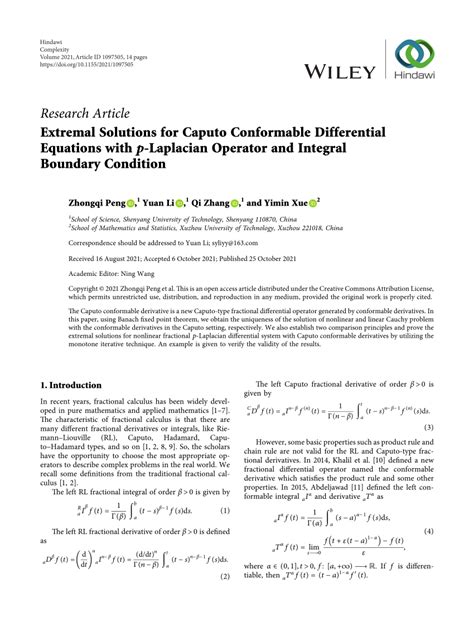 Pdf Extremal Solutions For Caputo Conformable Differential Equations With P Laplacian Operator