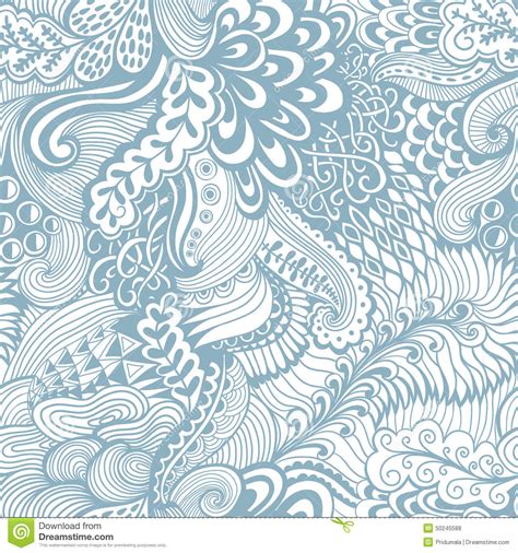 Vector Seamless Texture With Abstract Flowers Endless Background