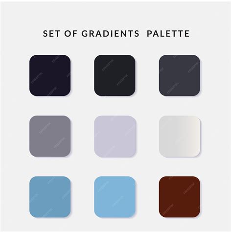 Rgb Hex의 그라디언트 컬러 팔레트 카탈로그 플 세트 프리미엄 벡터