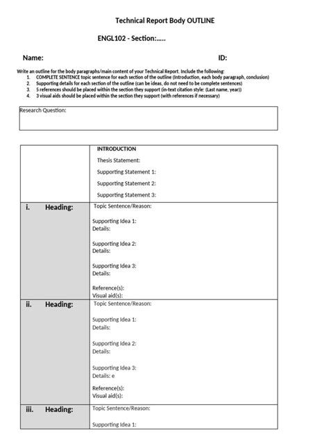 technical report outline blank pdf