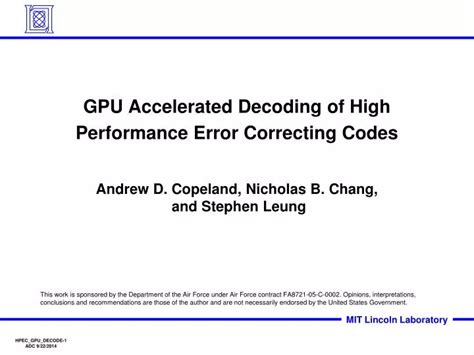 Ppt Gpu Accelerated Decoding Of High Performance Error Correcting