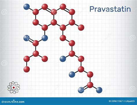 Pravastatin Molecule Statin Anticholesteremic Drug Used To Lower Lipid Levels To Reduce The